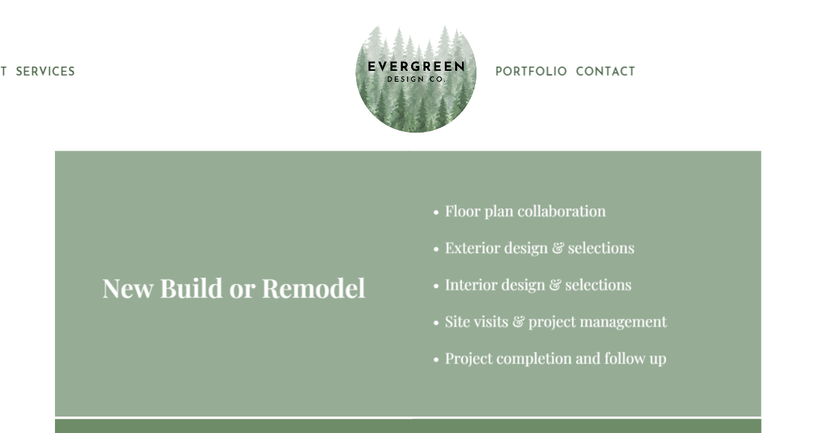 Evergreen Design Co. Website - Services